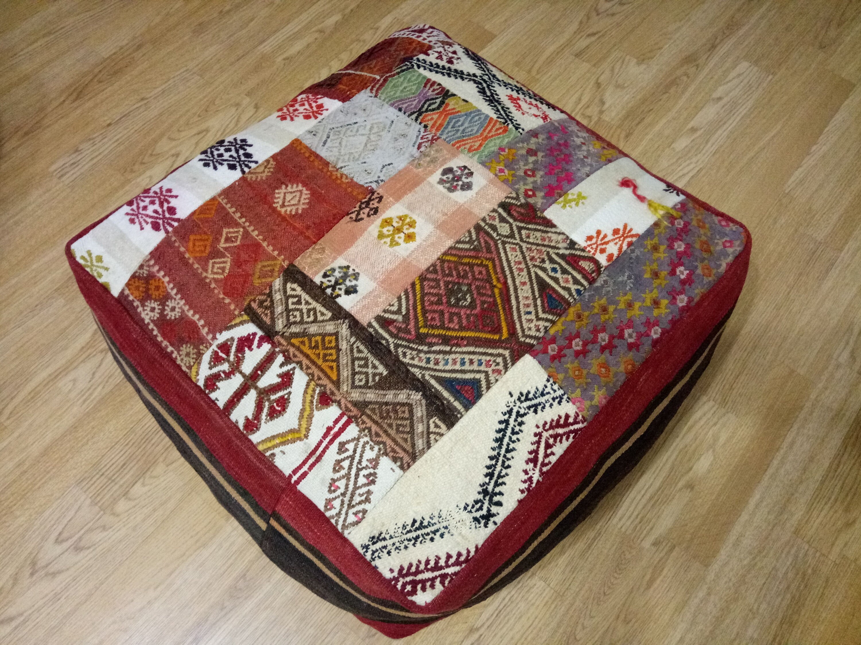 Kilim Patchwork Pouf 24x24x8 inches Kilim pouf Square Poufs | Etsy