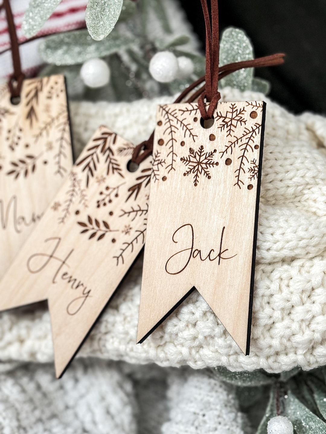 Personalized Christmas Stocking Tags, Stocking Name Tags, Wooden Name ...