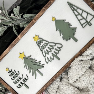 Modern Christmas Tree Sign, Tree Line Drawing Sign, Christmas Hanging ...