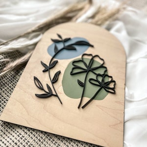 Boho Floral Arch Wood Sign Large, Arch Modern Wall Decor, Feminine Wall ...