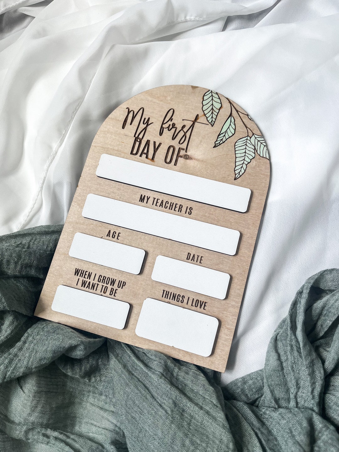 First Day of School Sign, Greenery Photo Board, Back to School Sign ...