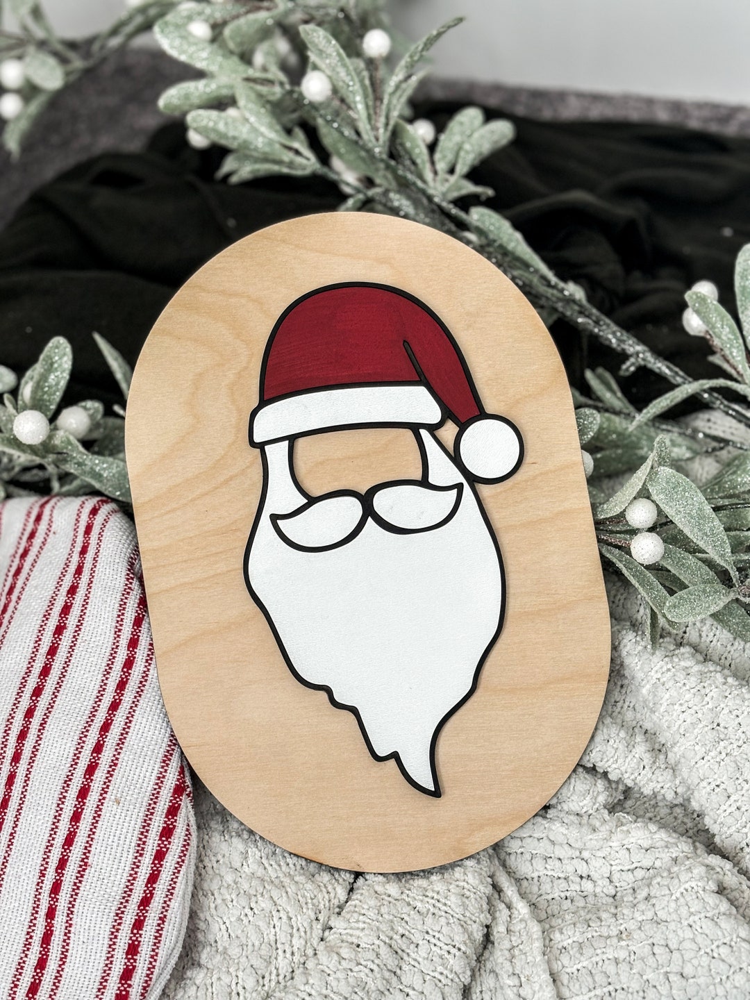 Minimalist Santa Claus Christmas Sign, Santa Sign, Board, Christmas ...