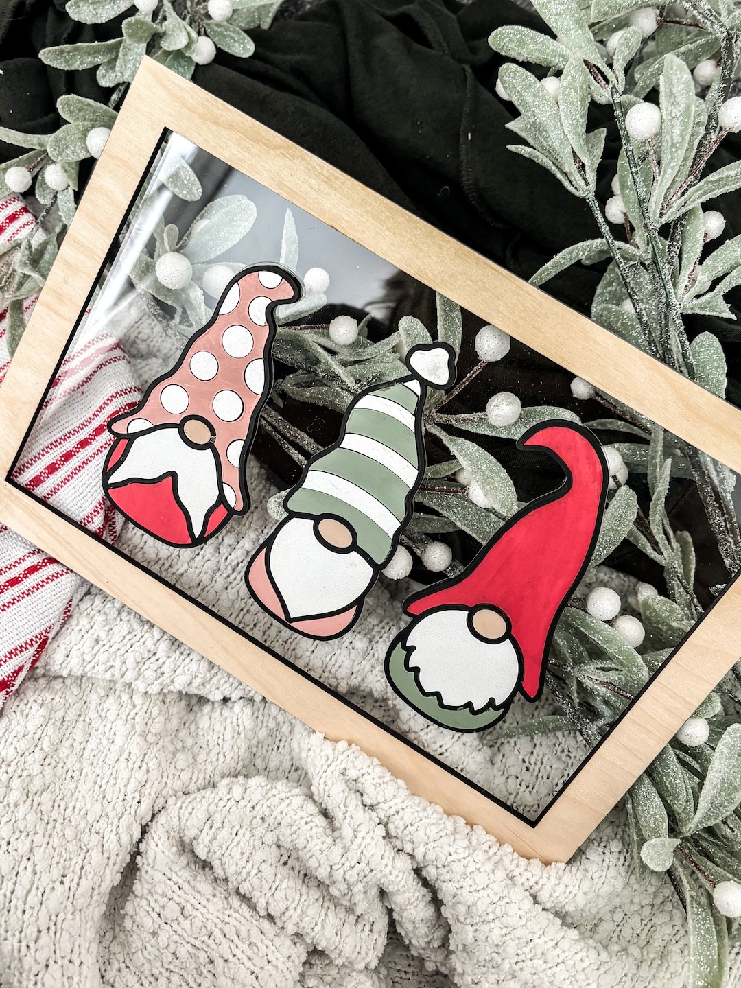 Modern Gnome Christmas Sign, Gnome Drawing Sign, Christmas Acrylic ...