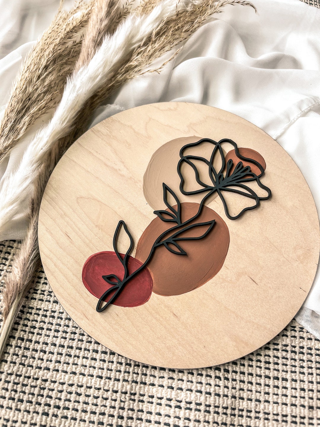 Boho Floral Wood Sign, Modern Wall Decor, Feminine Wall Art, Modern ...