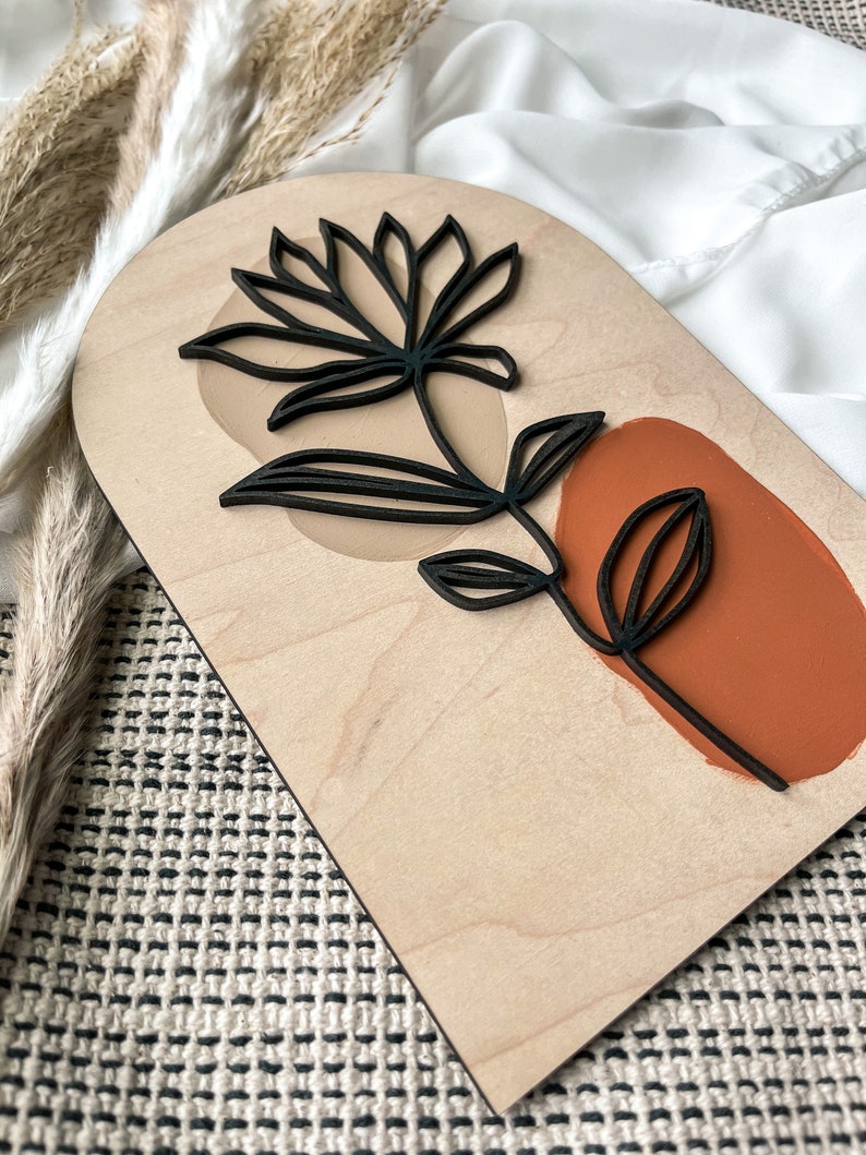 Boho Floral Greenery Wood Sign, Arch Modern Wall Decor, Feminine Wall ...