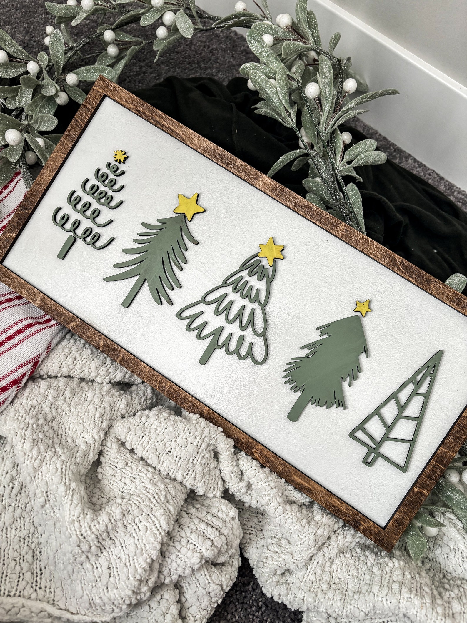 Modern Christmas Tree Sign, Tree Line Drawing Sign, Christmas Hanging ...