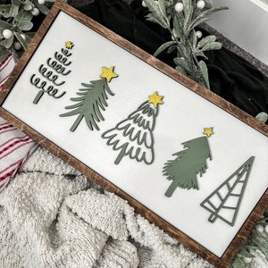 Modern Christmas Tree Sign, Tree Line Drawing Sign, Christmas Hanging ...