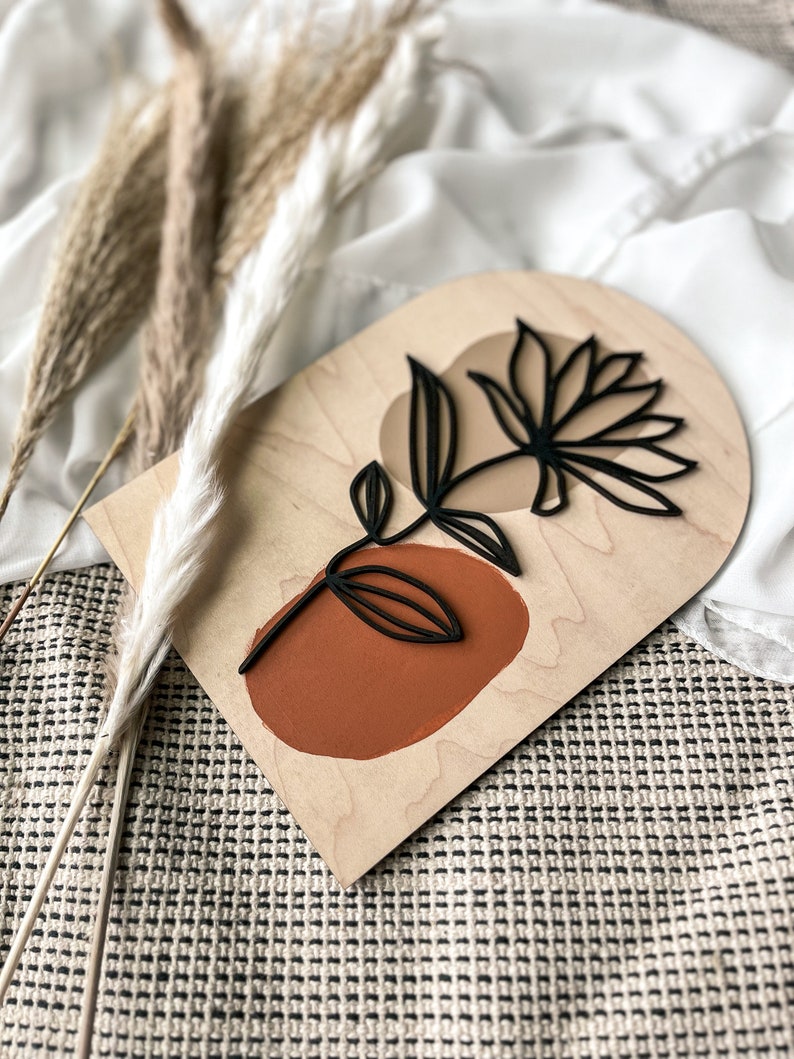 Boho Floral Greenery Wood Sign, Arch Modern Wall Decor, Feminine Wall ...