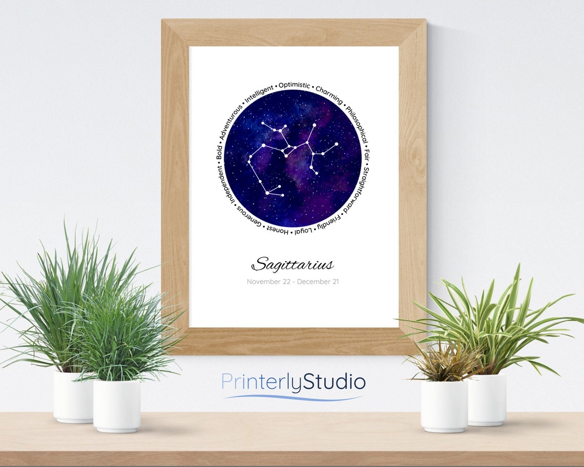 Sagittarius Poster, Wall Art Prints, Sagittarius Constellation, Zodiac ...