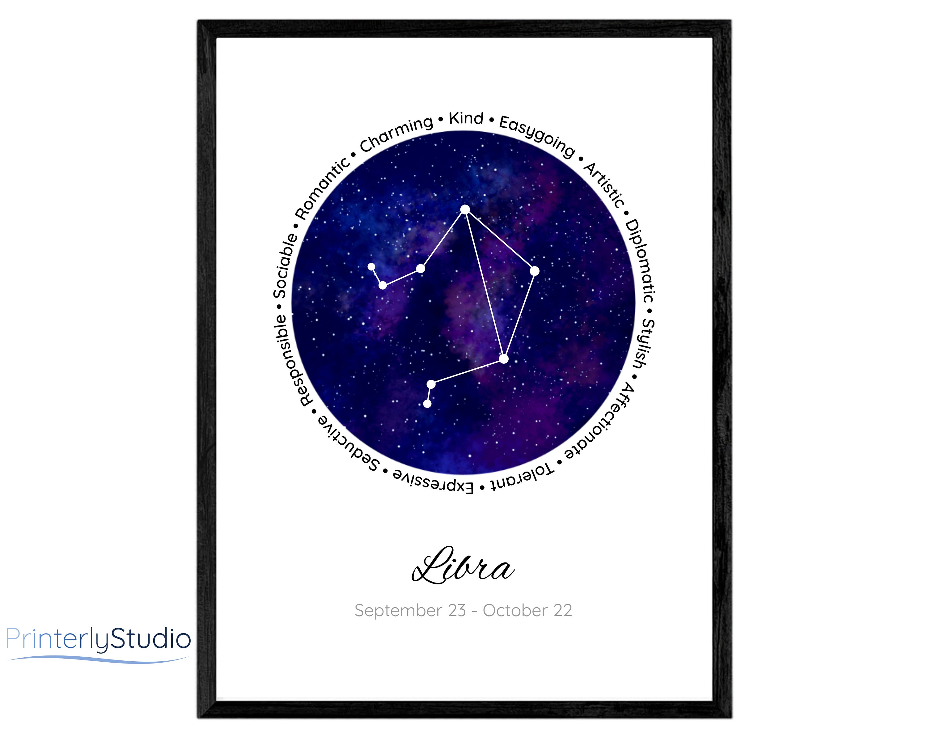 Libra Constellation Print, Digital Prints, Libra Zodiac Gift, Printable ...