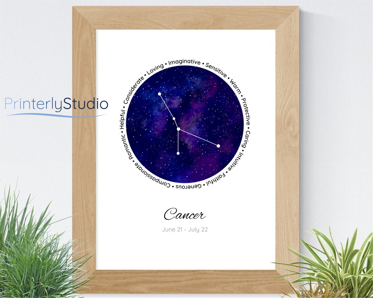 Cancer Zodiac Print, Digital Download, Printable Wall Art, Astrology ...