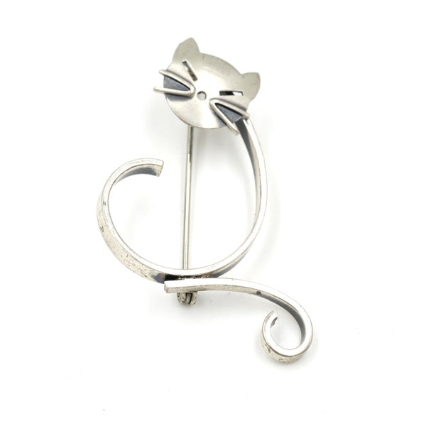 Sterling Cat Pin - Etsy