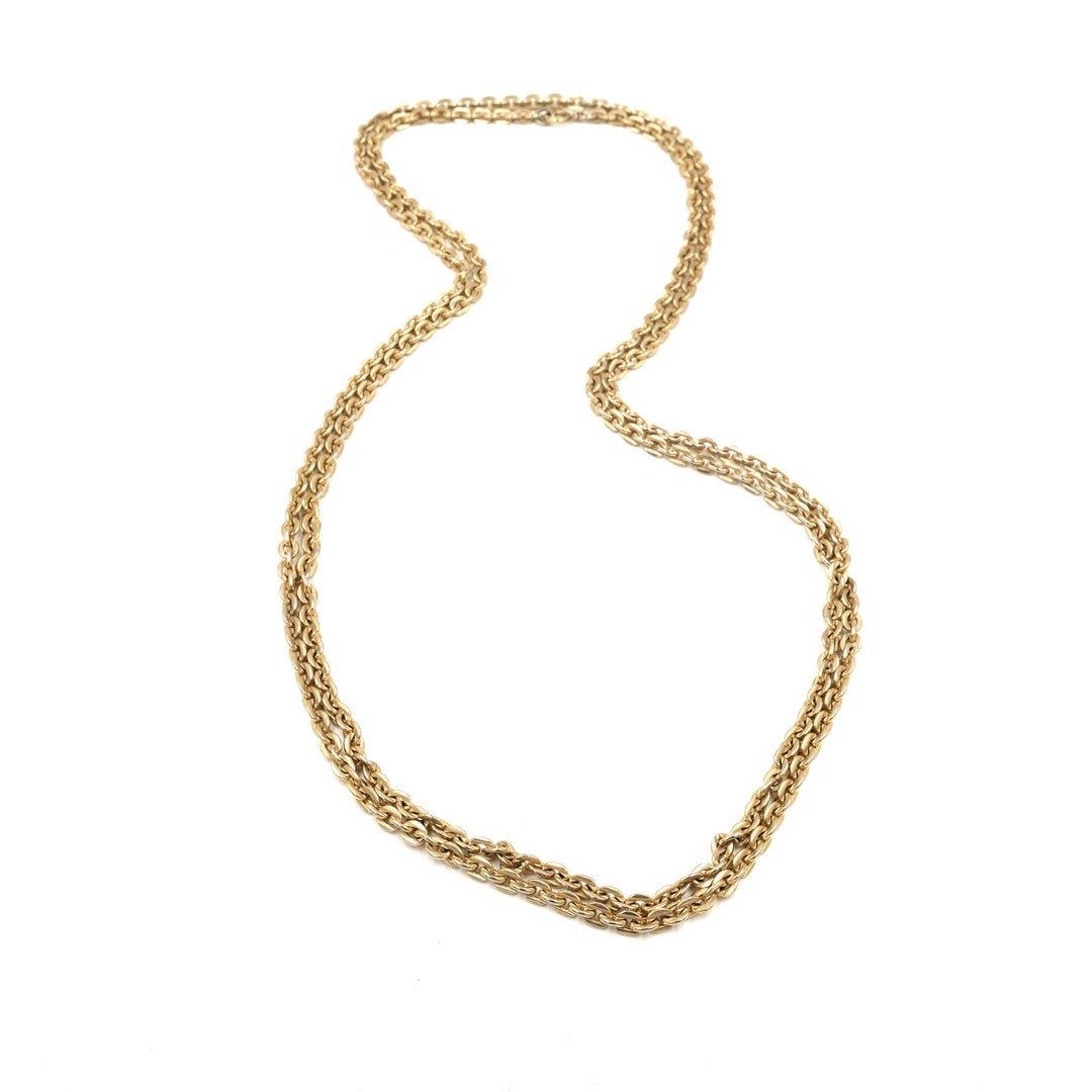 Extra Long Gold Tone Chain // Vintage Layering Chain // Patterned Chain ...