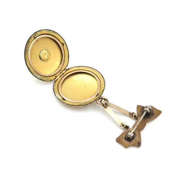 Antique Bow Pin & Locket // Gold Filled Locket // Vic… - Gem