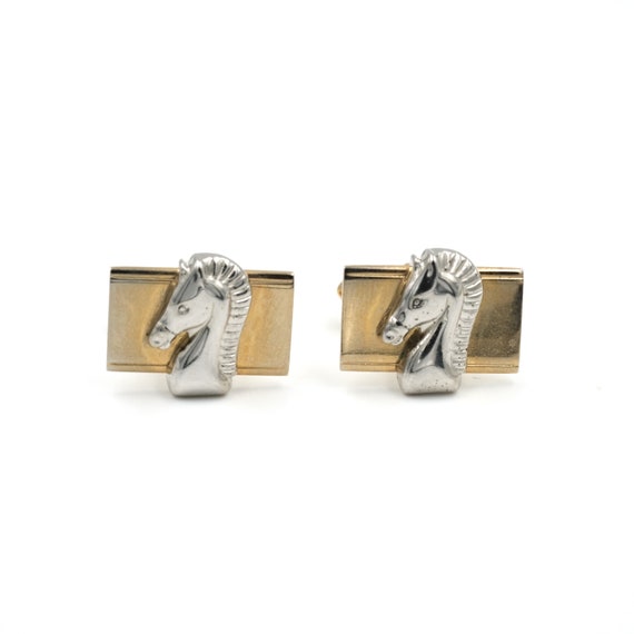 Vintage Swank Horse Cufflinks .75" // Chess Knight Ac… - Gem