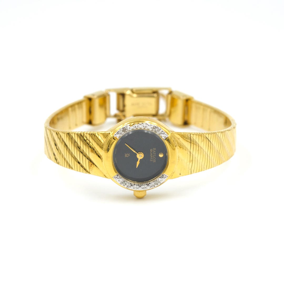 Vintage 90s Gold Toned Diamond Chip Watch by Baylor 5.25" - Etsy
