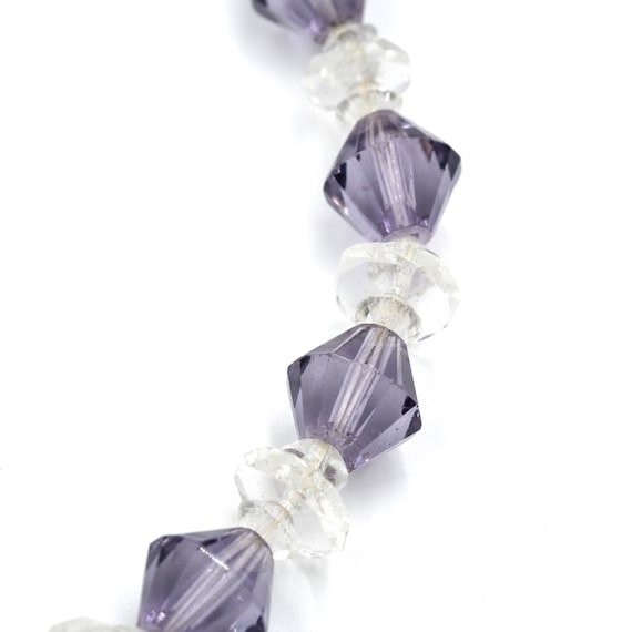 Vintage Crystal Bead Necklace 22" // Purple Statement… - Gem