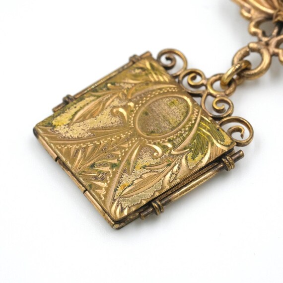 Antique Edwardian Lady Pin & Locket 2.1" // Gold Tone… - Gem