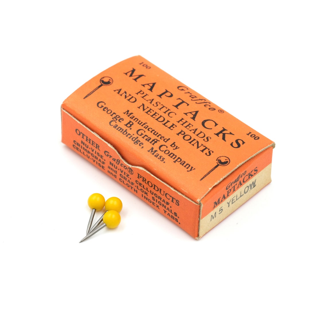 Vintage Graffco Maptacks - Yellow #2 // Vintage Office // Vintage Push ...