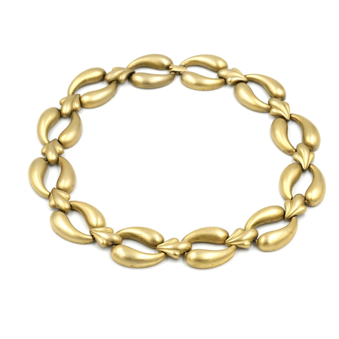 Vintage Matte Gold Tone Chain Necklace 17" // Gold Statement Chain ...