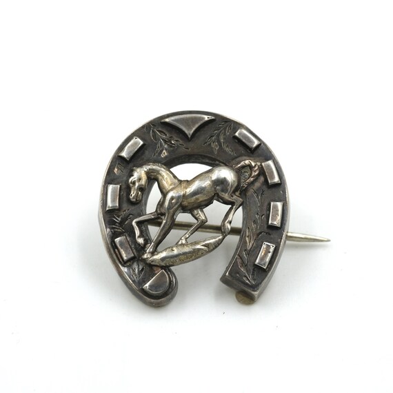 Antique Sterling Horse & Horseshoe Pin // Victorian B… - Gem