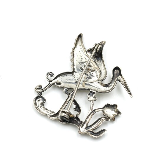 Early Coro Sterling Stork Pin // Vintage Bird Pin // … - Gem