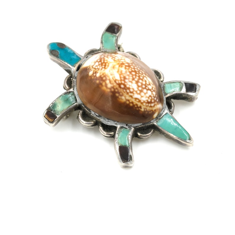 Vintage Sterling Cowrie Shell Turtle Brooch // Vintage - Etsy