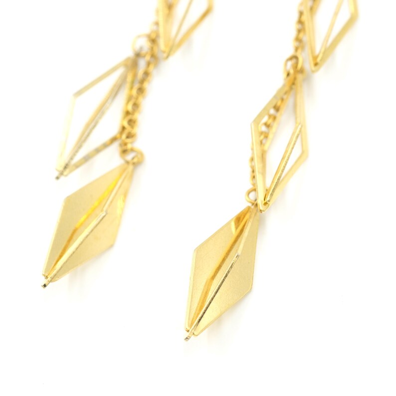 Vintage Trifari Gold Toned Geometric Dangle Earrings 4.25" - Etsy