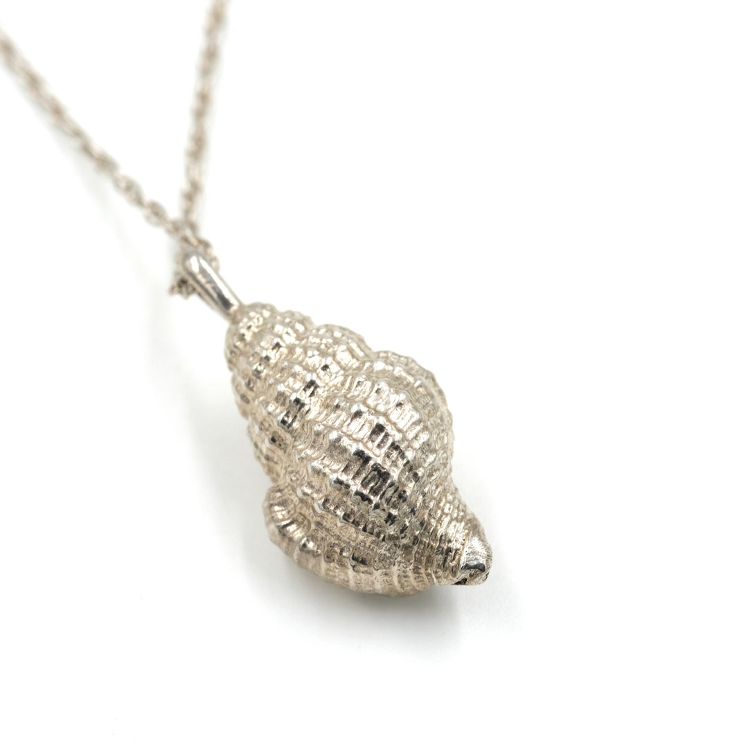 Vintage Sterling Conch Shell Necklace 24" // Vintage Shell Necklace ...