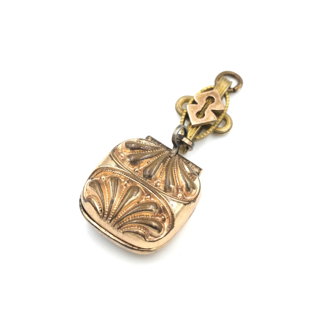 Vintage Repousse Locket With Fancy Link Bail // Small Square Locket ...