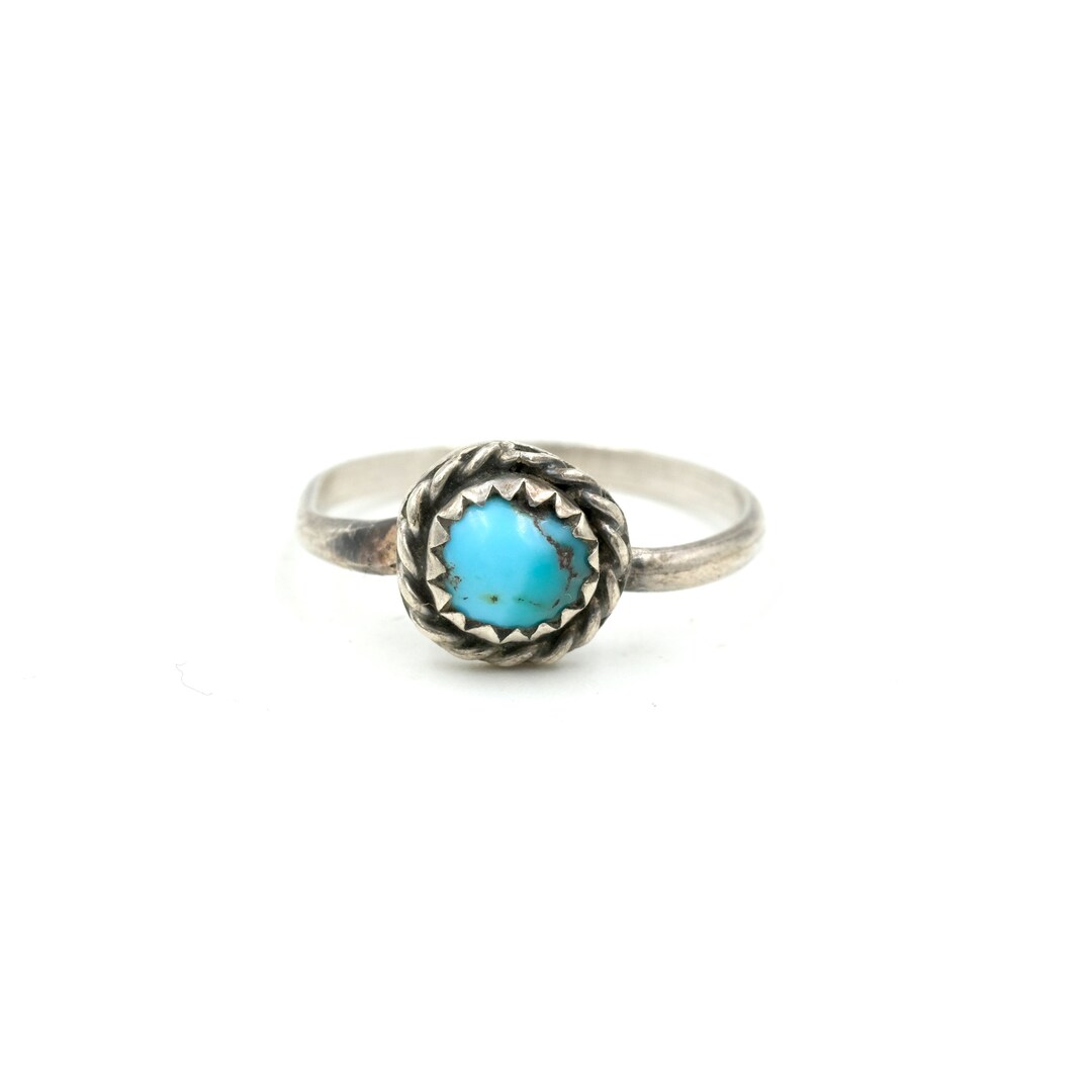 As is Vintage Petite Turquoise Ring - Size 6 // Simple Turquoise Ring ...