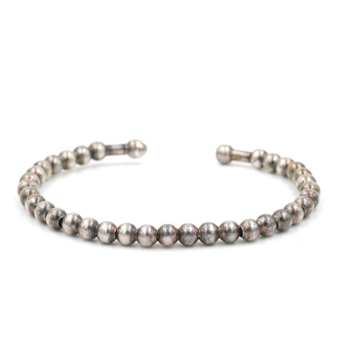 Vintage Sterling Silver Ball Cuff Bracelet // Classic Sterling Stacker ...