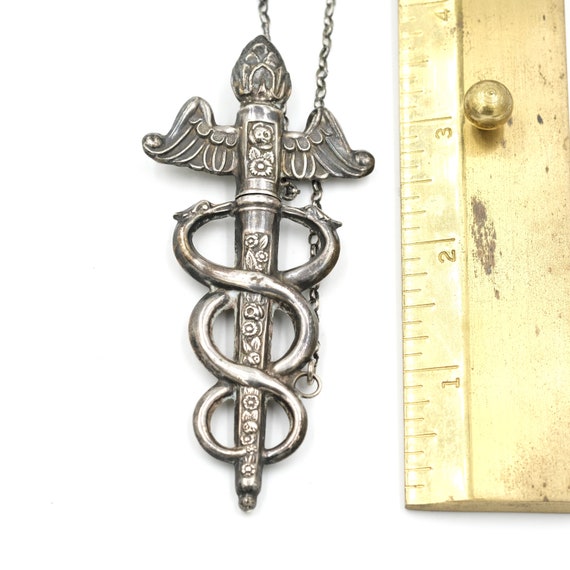 Antique Sterling Chatelaine Medical Caduceus 5.75" /… - Gem