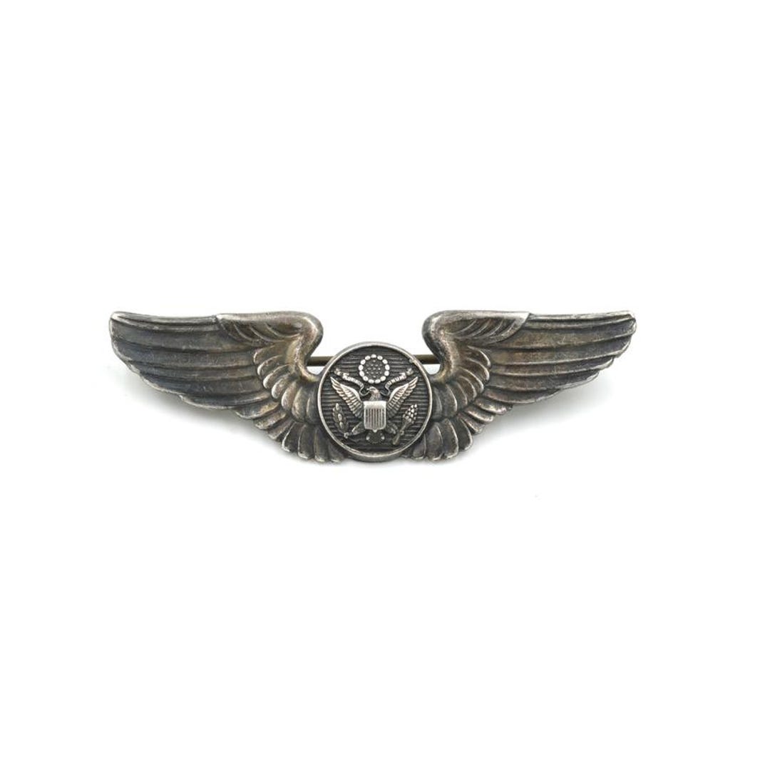 Vintage US Air Force Army Crew Sterling Wing Pin 2" // Winged Air Crew ...