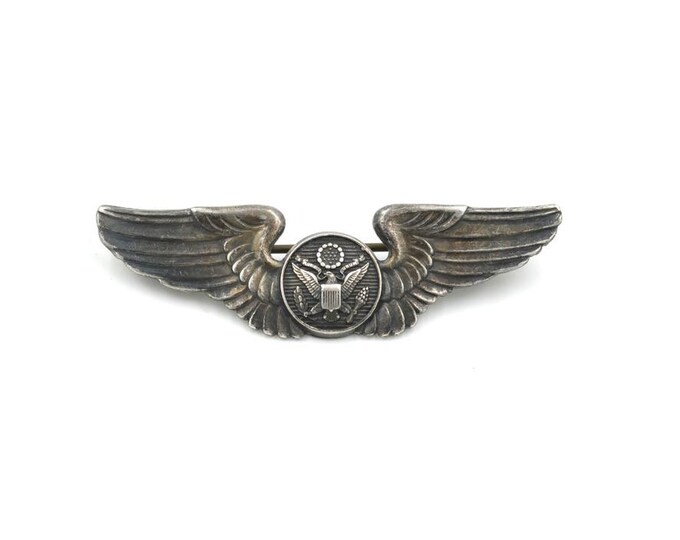 Vintage US Air Force Army Crew Sterling Wing Pin 2" // Winged Air Crew ...