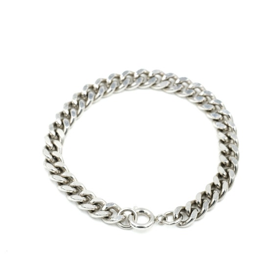 Heavy Silver Tone Statement Chain Bracelet // Vintage… - Gem
