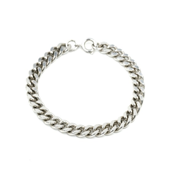 Heavy Silver Tone Statement Chain Bracelet // Vintage… - Gem