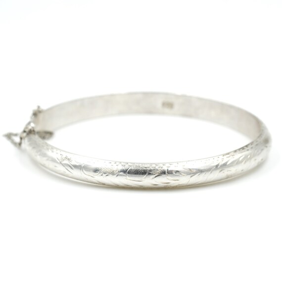 Vintage sterling bangle engraved - Gem
