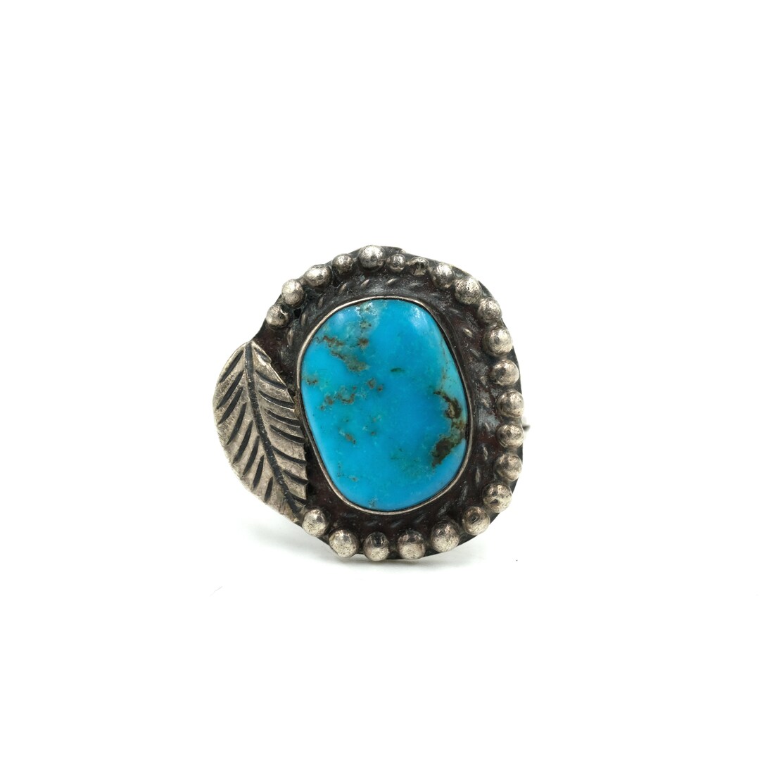 Vintage Turquoise Feather Ring, Sterling Silver, Size 7 (AS IS) - Etsy