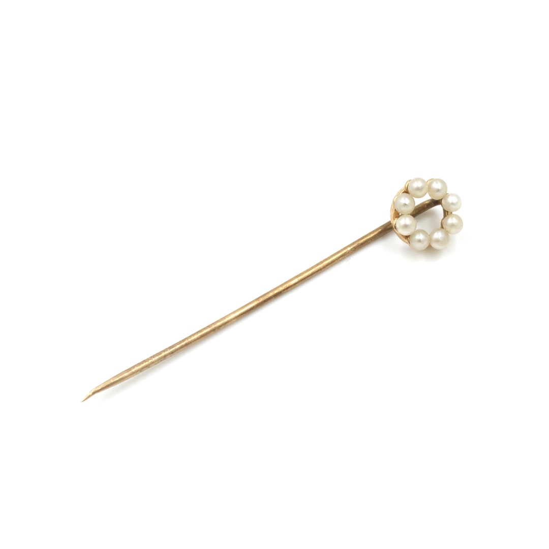 Vintage 14k Gold Seed Pearl Stick Pin - 1.8" // 14k Gold Stick Pin ...