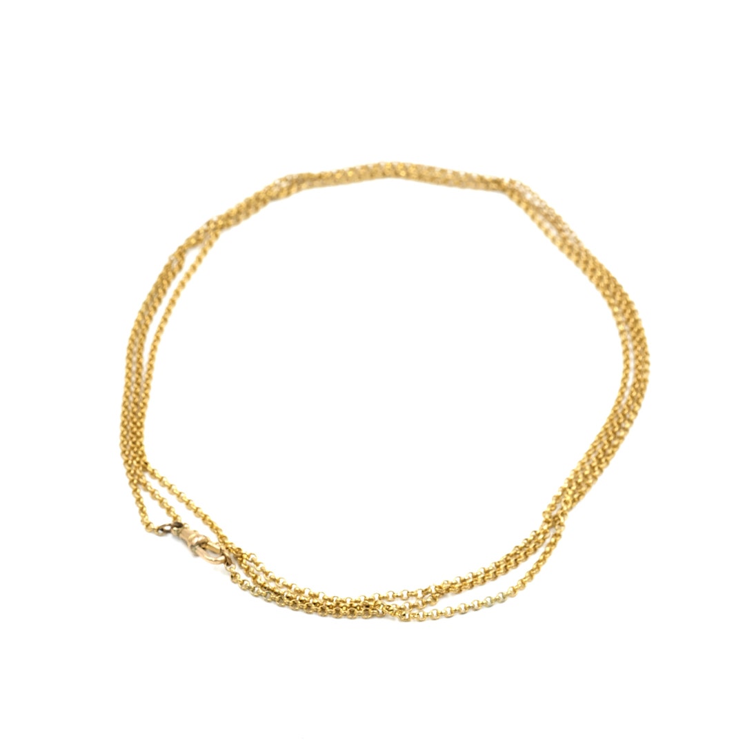 Vintage Gilt Guard Chain With Dogclip (54") // Extra Long Diamond Cut ...