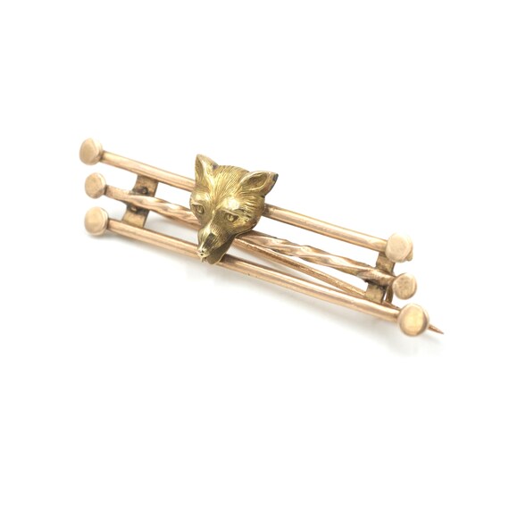 Victorian 14K Gold Fox Bar Brooch / Antique 14k Gold … - Gem