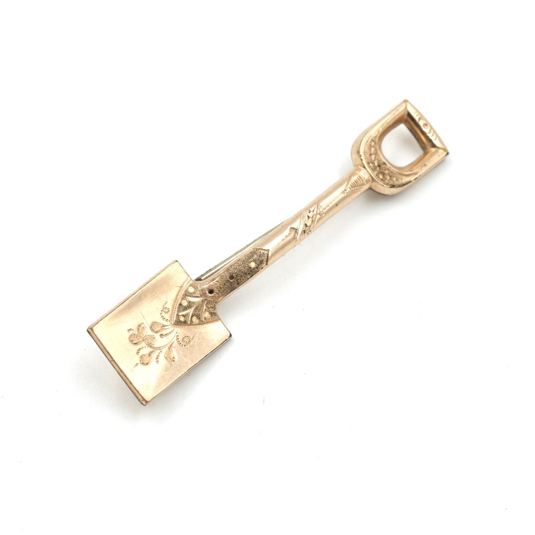 Antique Rose Gold Toned Shovel Brooch // Victorian Shovel Pin ...