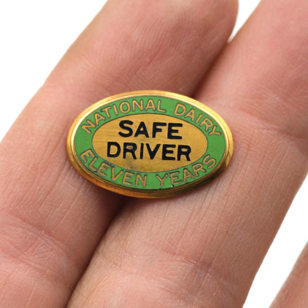 Vintage 10K Gold National Dairy Safe Driver Button Pin // Eleven Year ...