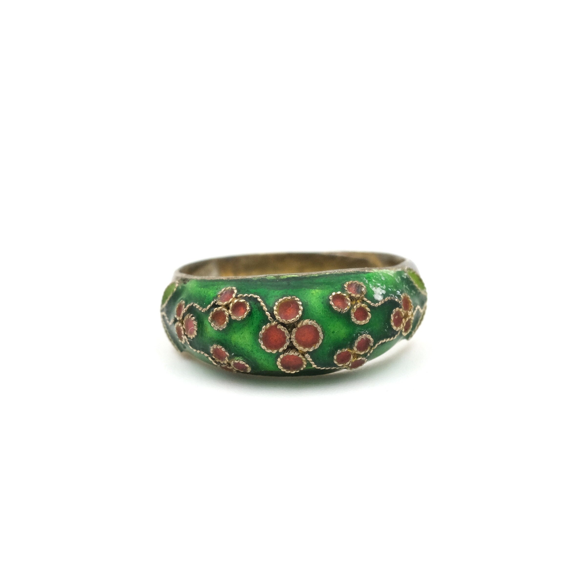 Vintage Gilt Silver & Enamel Berry Ring - Size 5 (adjusts) // Vintage ...