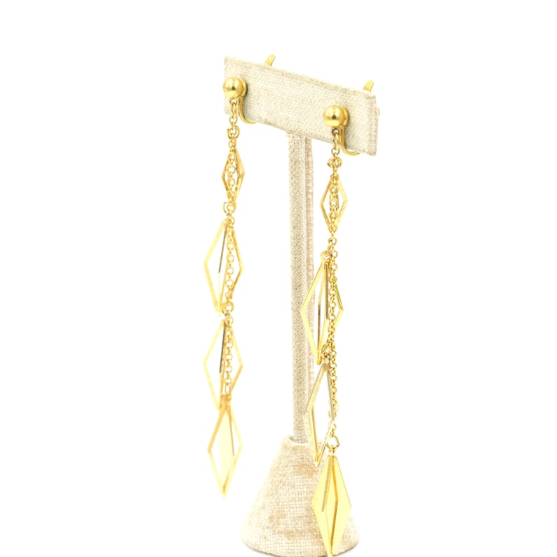 Vintage Trifari Gold Toned Geometric Dangle Earrings 4.25" - Etsy