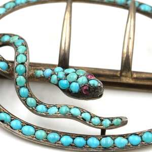 Antique Victorian Snake Buckle 2.1 // 1880s Turquoise Snake Jewelry ...