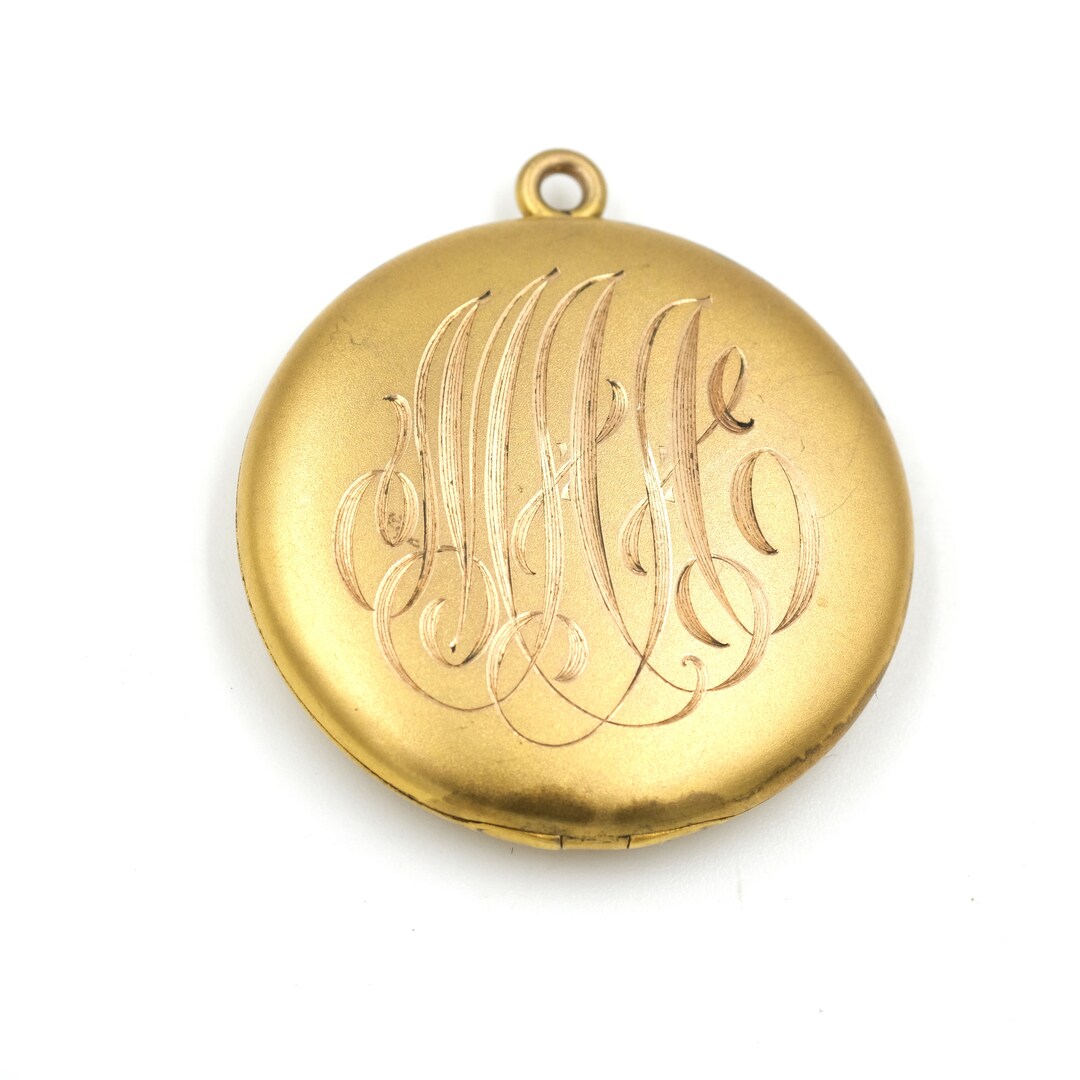 Vintage Monogrammed Locket // Matte Gold Filled Locket // Vintage ...
