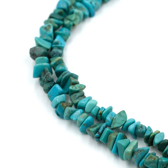 Vintage Turquoise Chip Double Strand Necklace // Caro… - Gem