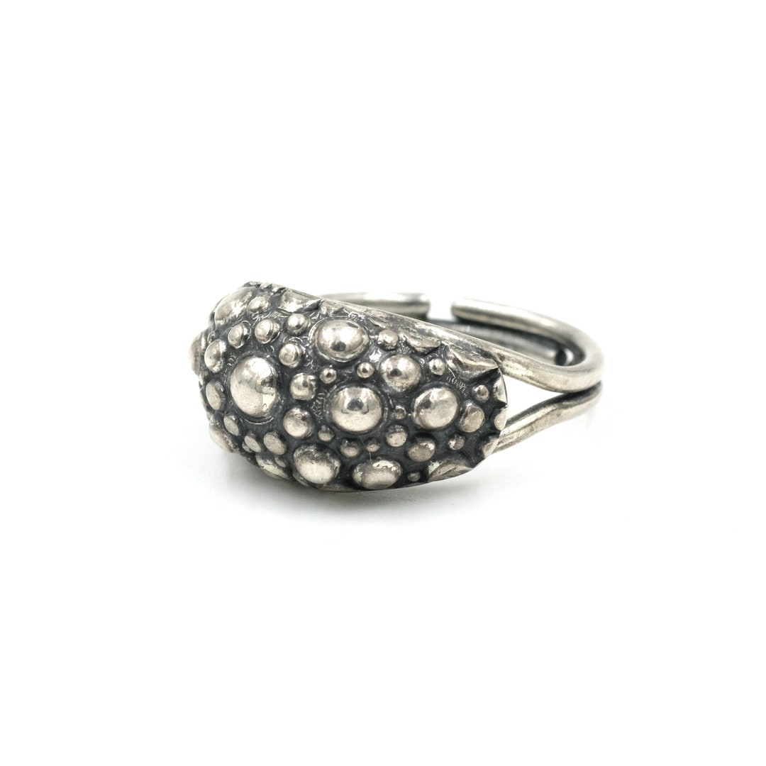 Vintage Beau Sterling Bubble Dome Ring Size 5.5 // Adjustable Silver Ring // Modernist Style ...